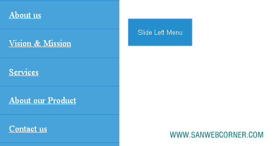 Left slide menu using jquery
