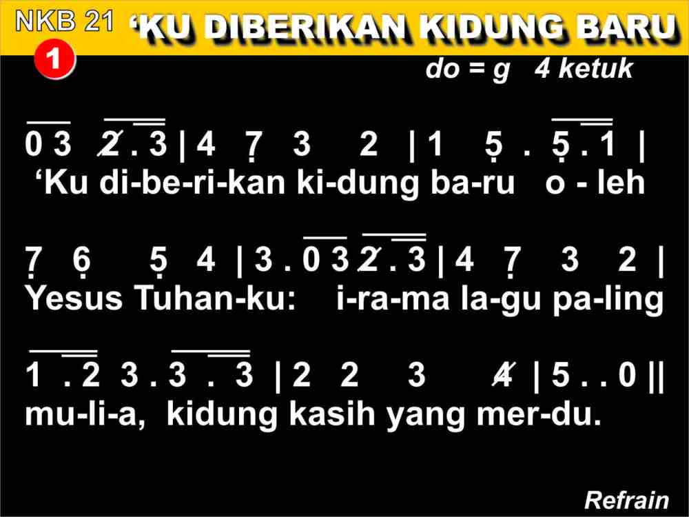 Lirik dan Not NKB 21 'Ku Diberikan Kidung Baru