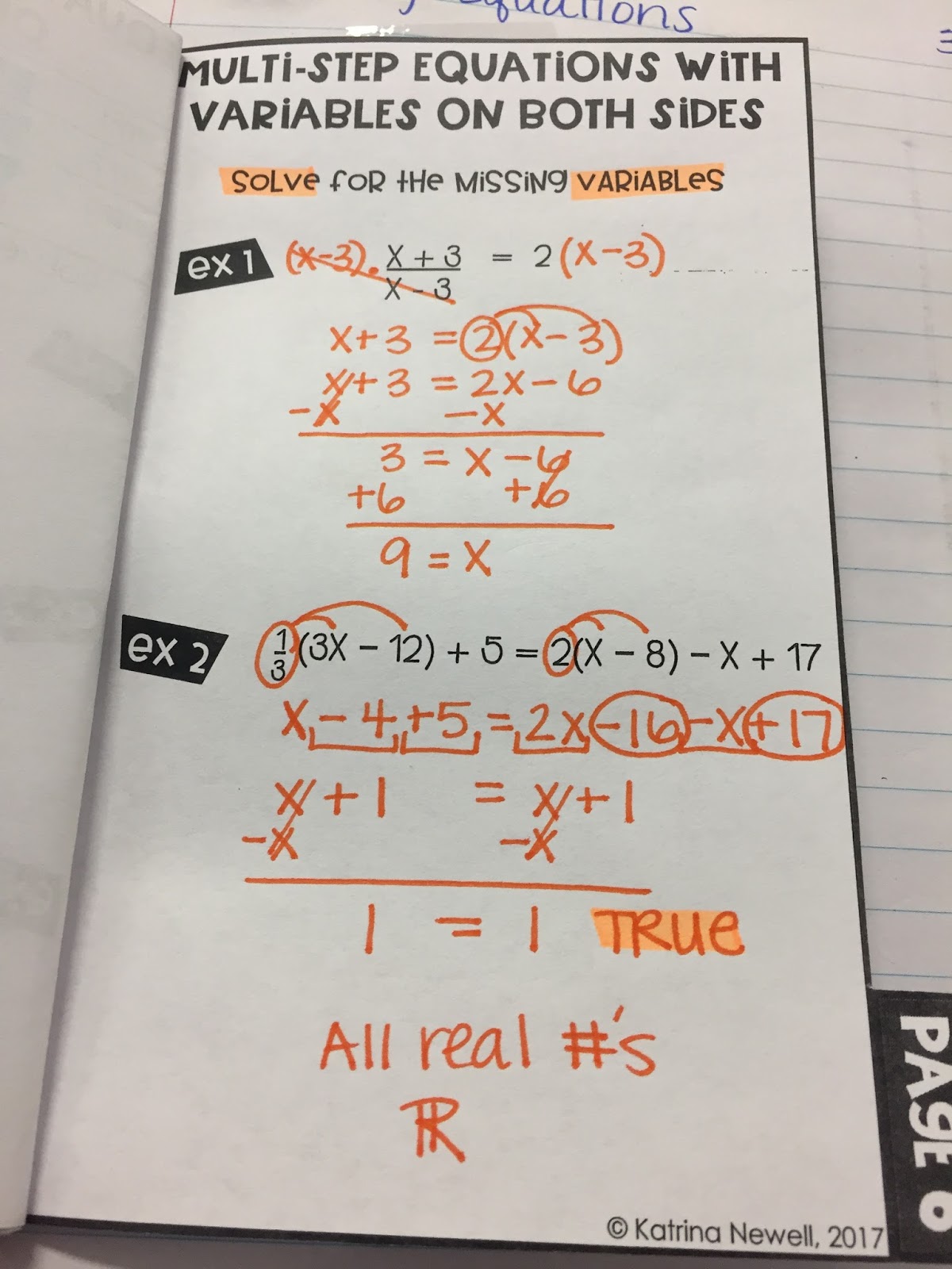 Multi Step Equations INB | Mrs. Newell's Math
