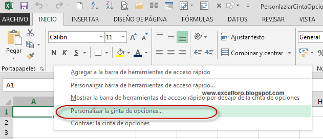 Personalizar la cinta de opciones (Ribbon) en Excel-sin macros. | EXCEL ...