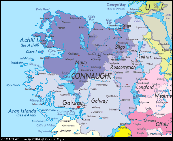 Connaught Map Regional City - Map of Ireland City Regional Political