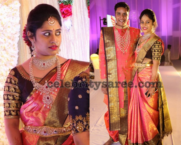 Pink and Purple Grand Silk Saree - Saree Blouse Patterns