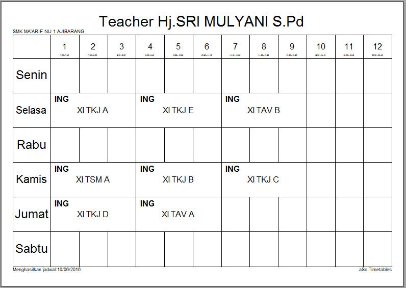 Contoh File Jadwal dengan TimeTable (Bisa edit) - Mulyono