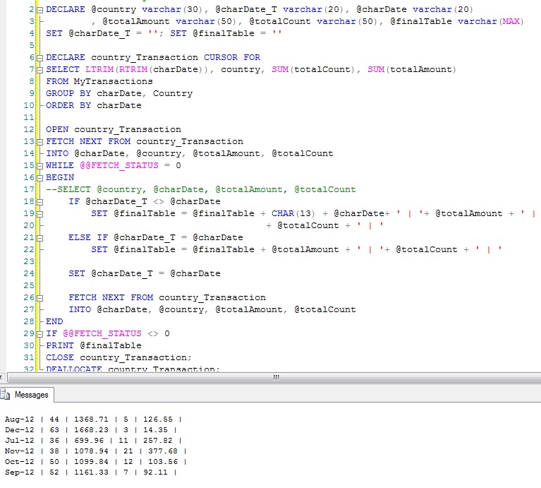 Various options for Pivot (transposing rows to columns) in SQL SERVER Various options for Pivot (transposing rows to columns) in SQL SERVER
