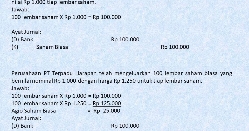 CARA MENJURNAL SETORAN MODAL PERUSAHAAN BERBENTUK PERSEROAN - AKUNTANSI