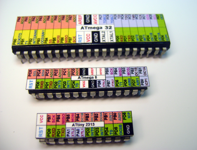 Common Emitter: AVR pinout stickers