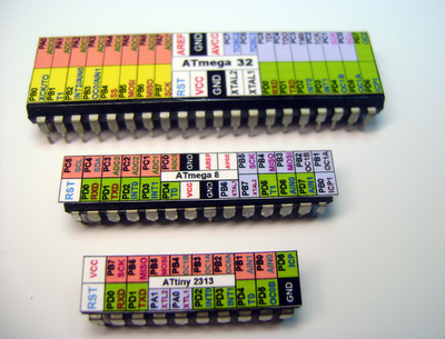 Common Emitter: AVR pinout stickers