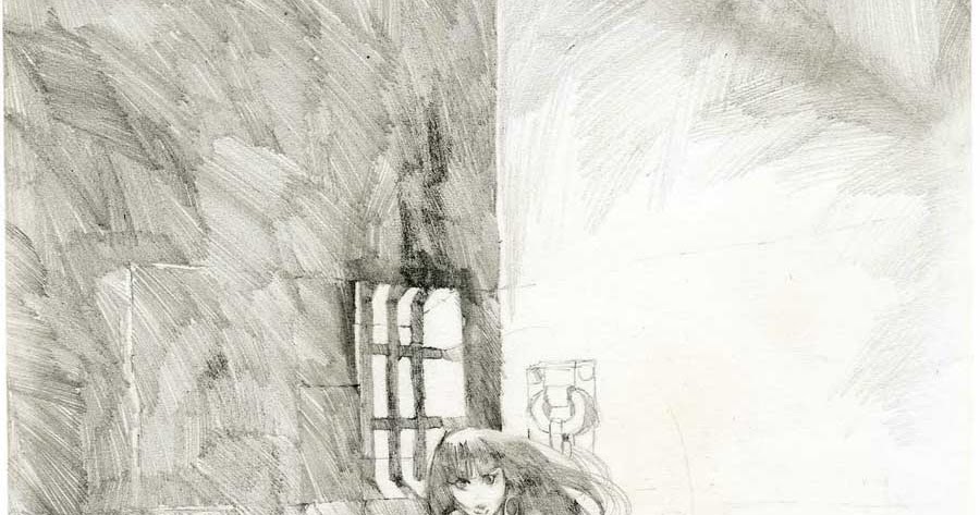 Jeff Jones original art - Web of Horror #1 cover sketch - Pencil Ink