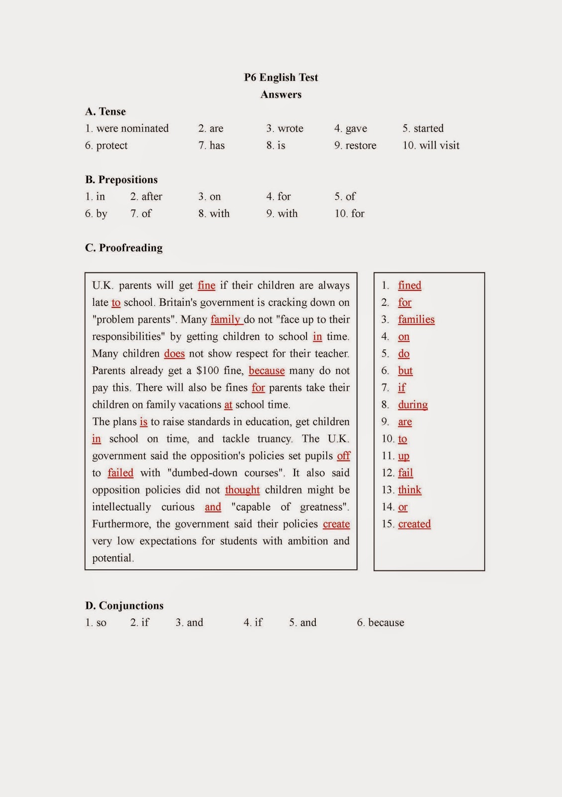 高小考第一: P6 English Mock Test with answers 小學六年級英文模擬測驗卷連答案
