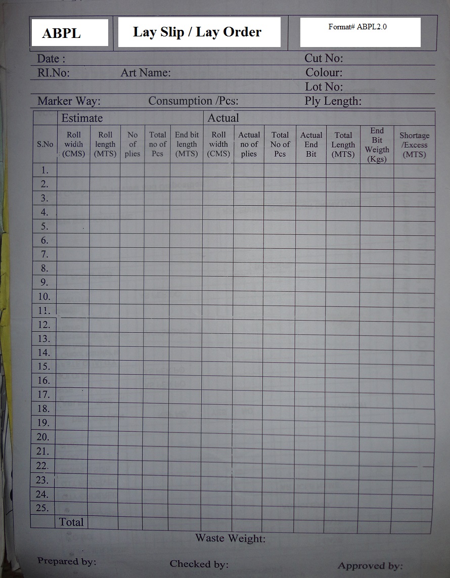 What is Lay in Apparel Cutting Room?