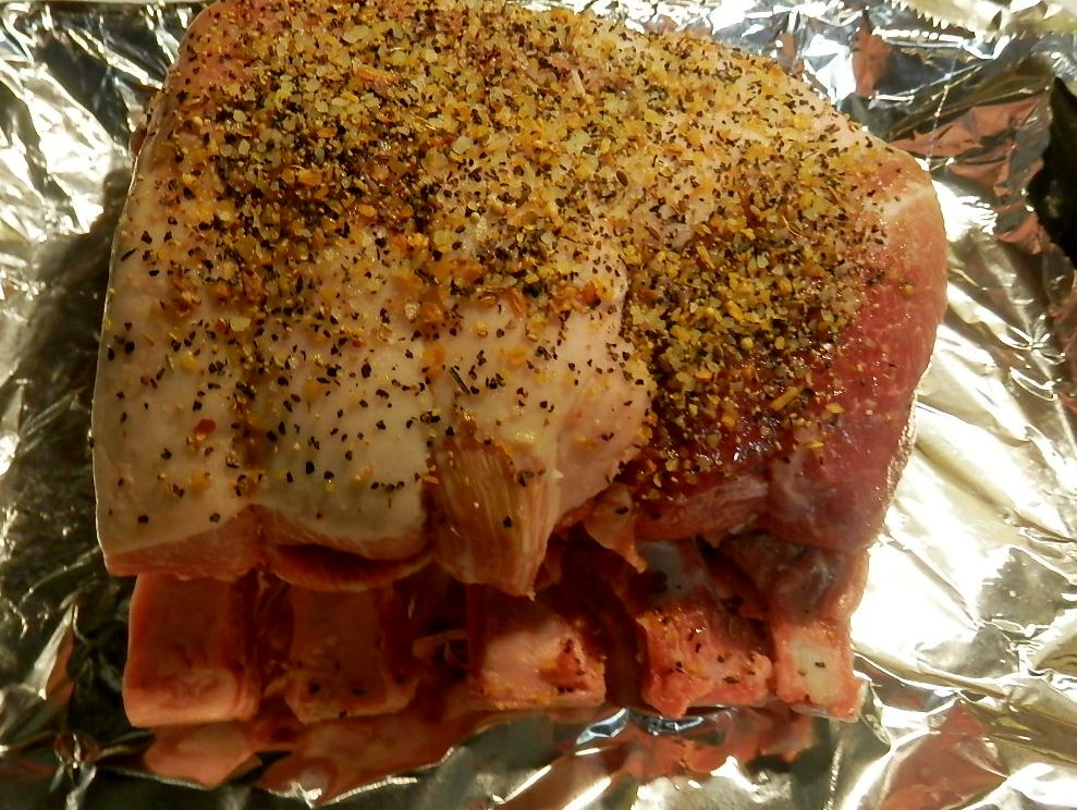 The Left Chapter: Frenched Pork Rack Roast with Montreal Steak Spice.