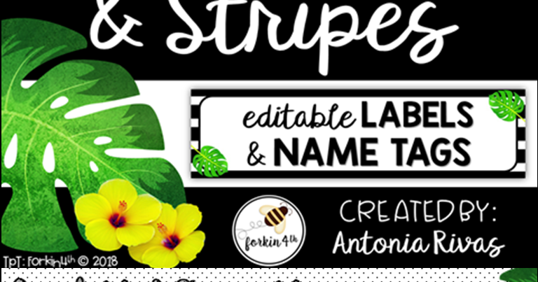 forkin4th: Tropical Vibes (EDITABLE labels & name tags)