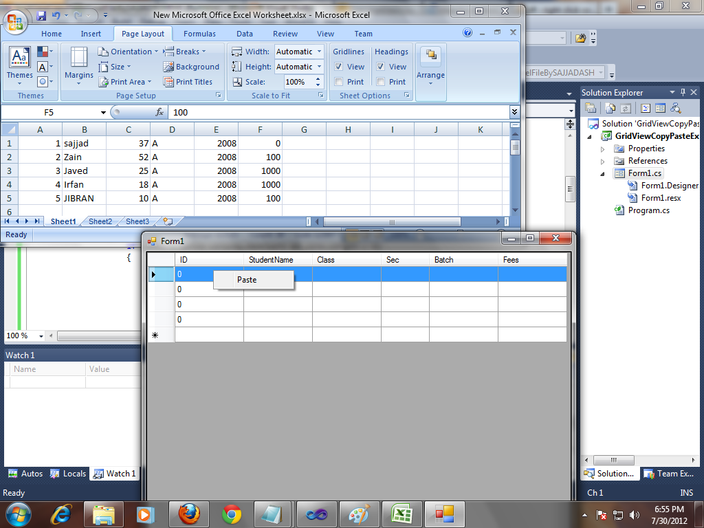 Grid View Copy Paste In Excel File | Visual Studio Learn