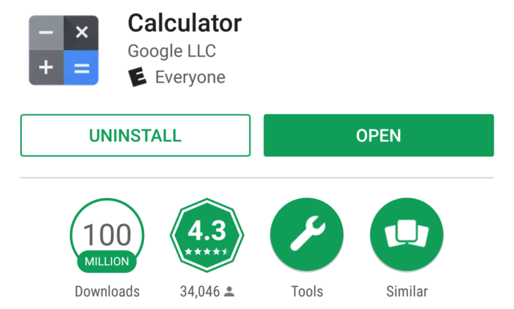 Google Calculator Laris Manis di Play Store Android