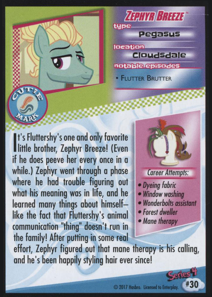 My Little Pony Zephyr Breeze Series 4 Trading Card | MLP Merch