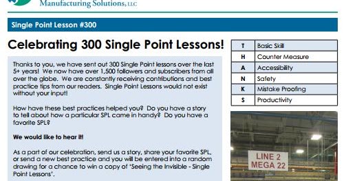 A Lean Journey: Celebrating 300 Single Point Lessons!