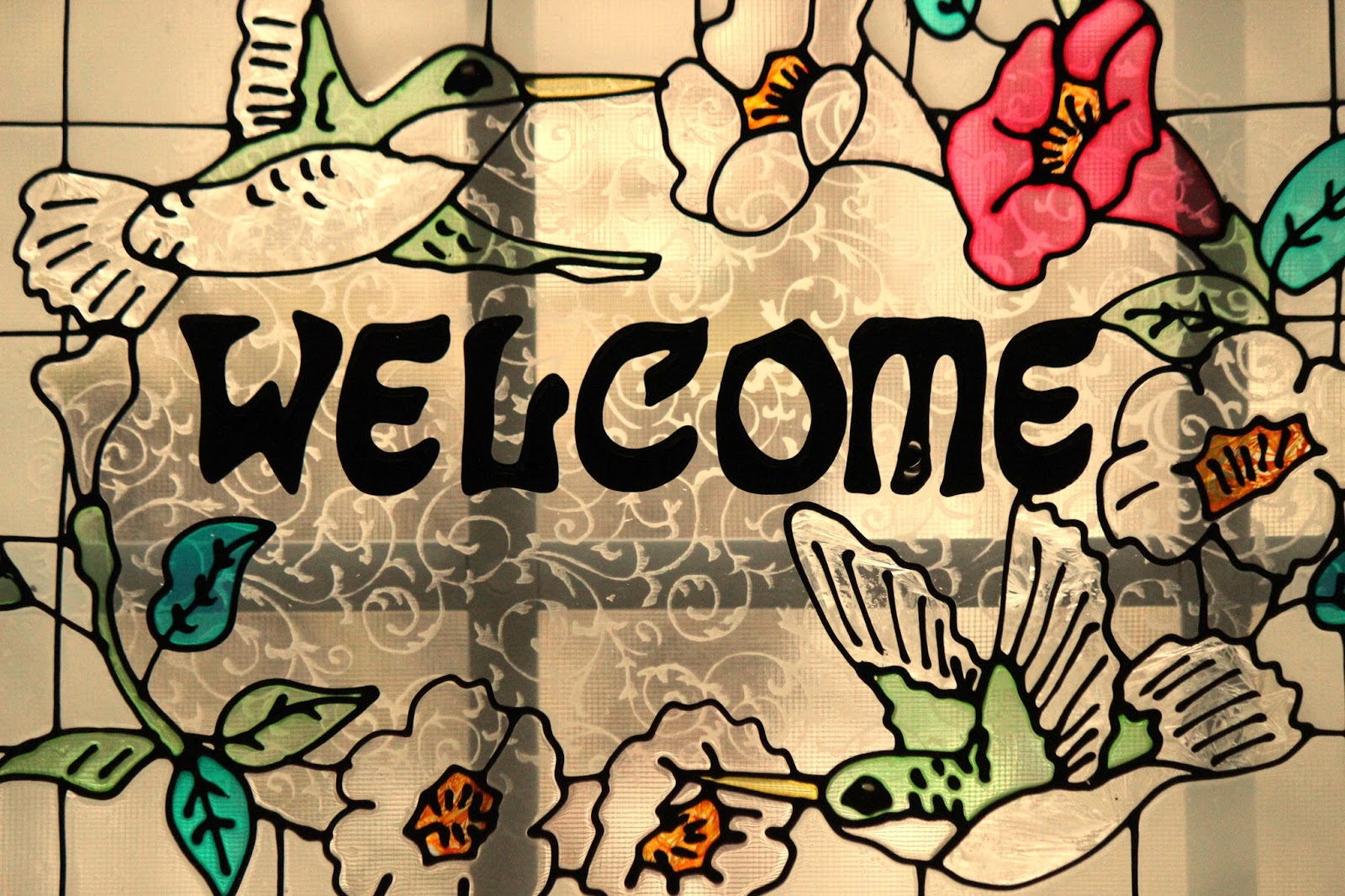 Welcome Sign Stain Glass - 3 Photos