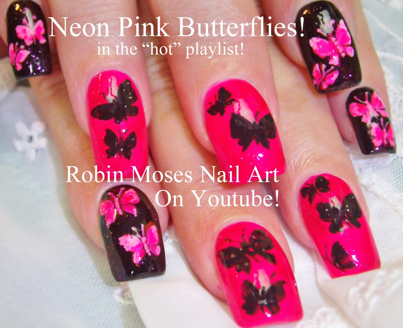 Nail Art By Robin Moses Butterfly Nails Nails Nail Art Nailart Neon Butterflies Butterfly