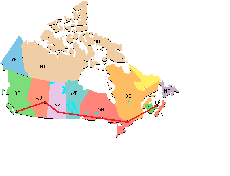 Mon excursion à travers le Canada