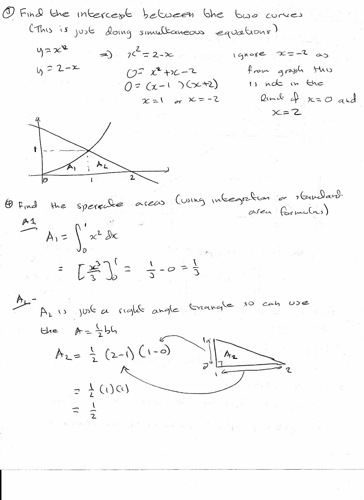 A Level Maths Notes: Integration - Definite - Part 4 Areas between two ...