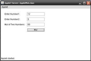 // To calculate for multiply 2 numbers by using applet. - Computer Tricks
