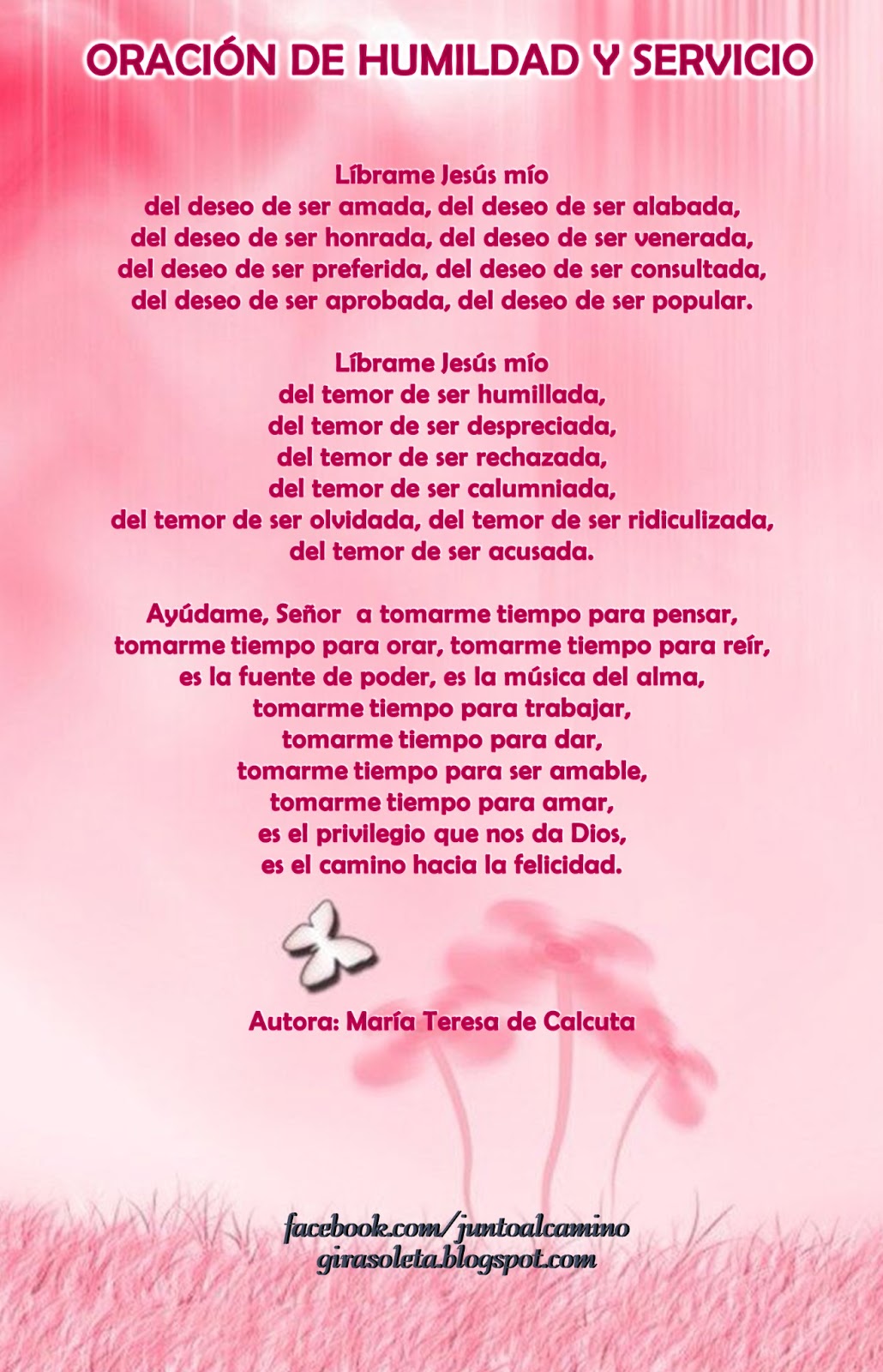 Junto al Camino: ORACIÓN DE HUMILDAD Y SERVICIO