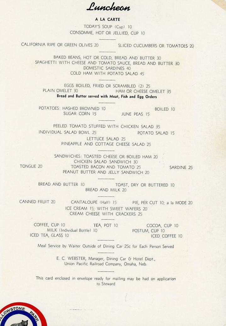 The Great Depression of 2006 : Restaurant Menu Prices From 1938