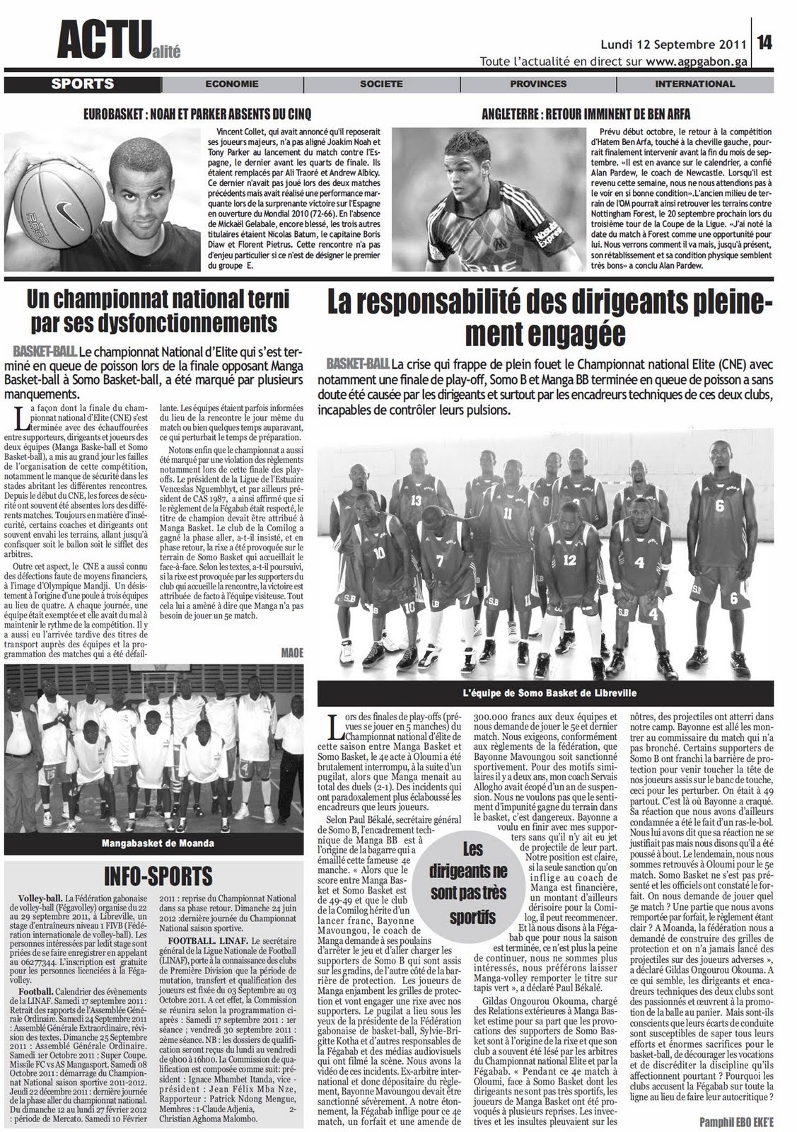 WE ARE PUBLISING THE GABONESE NEWSPAPER “GABON MATIN” OF MONDAY, 12 ...