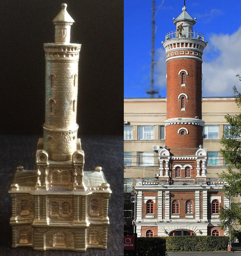 Building Collector: Omsk Fire Tower Russian Souvenir Building