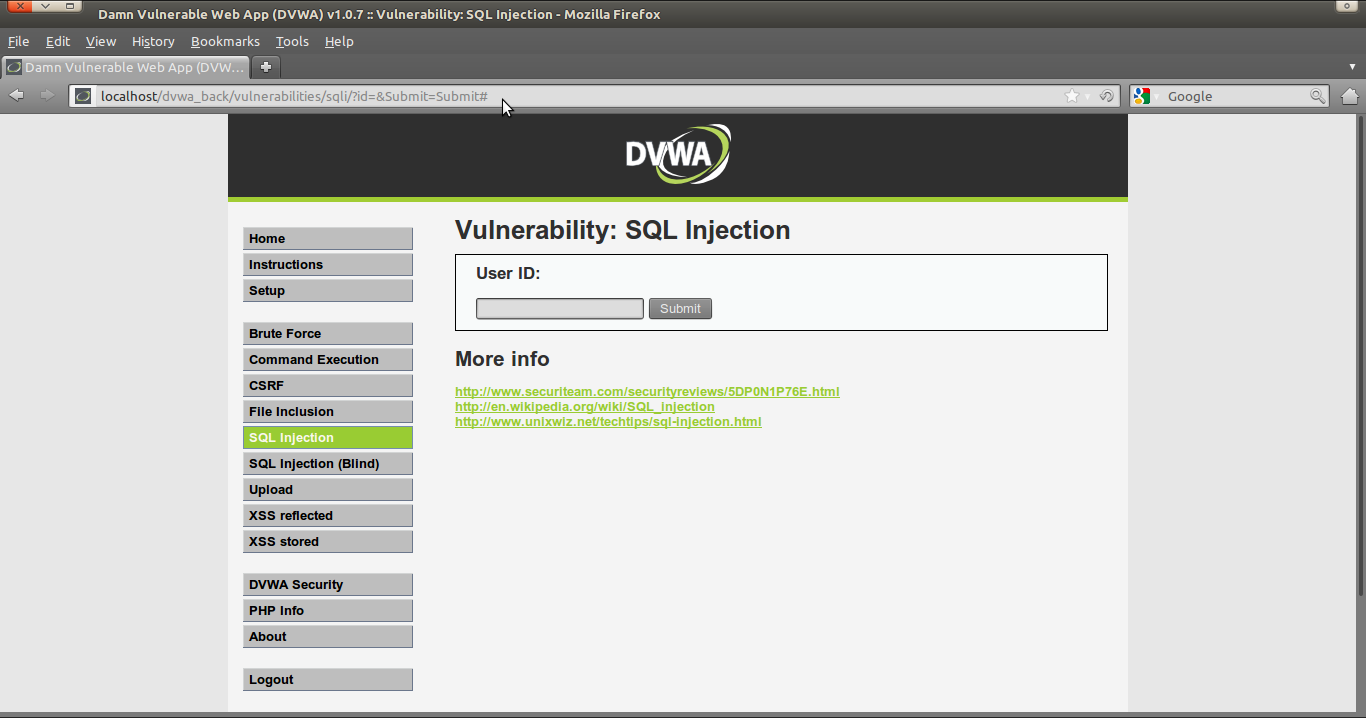 Dvwa Sql Injection Information Security Berserker