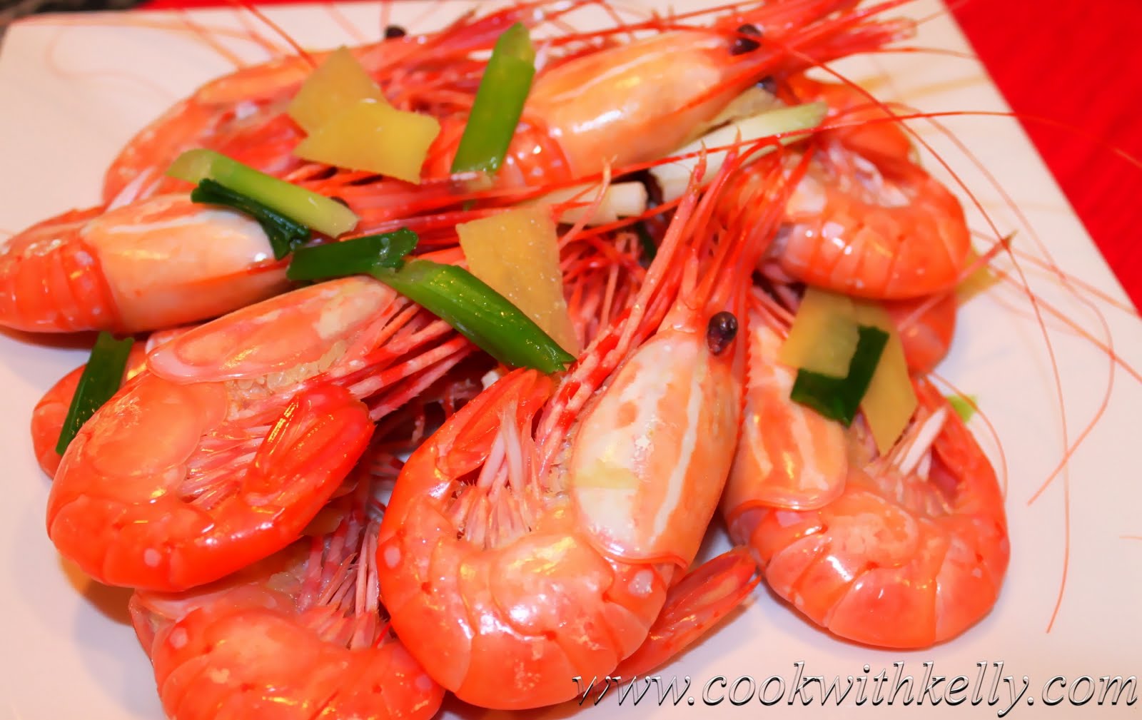 Cook with Kelly: 白灼蝦/White Boiled Spotted Prawn with Ginger and Green Onion