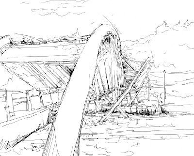 Urban Sketchers Seattle: Helix Bridge, a few months late