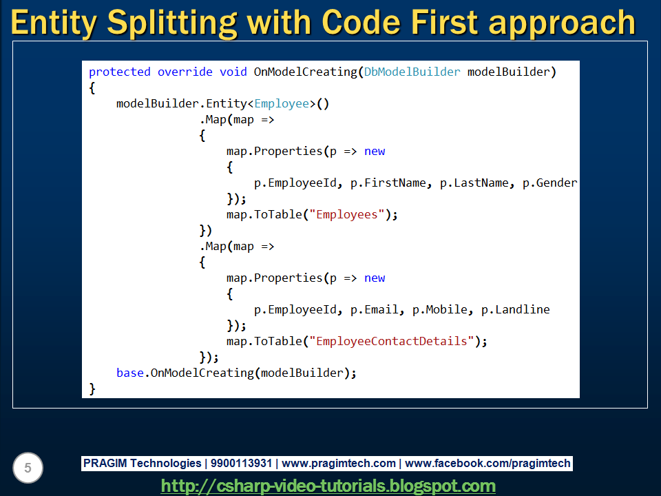 Sql Server Net And C Video Tutorial Part 11 Entity Splitting In Entity Framework With Code 6193