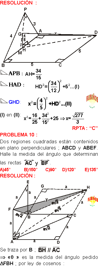 ÁNGULOS EN EL ESPACIO DIEDRO TRIEDRO ÁNGULO POLIEDRO PROBLEMAS ...