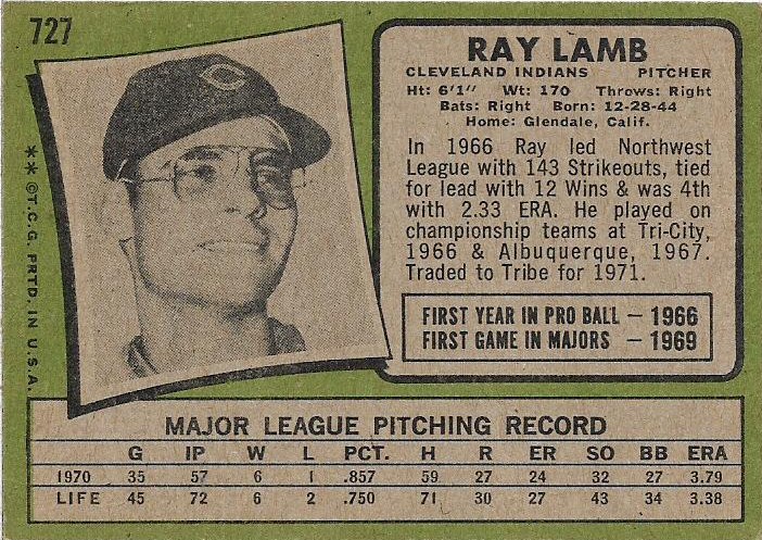 Topps 1971: no. 727 - ray lamb