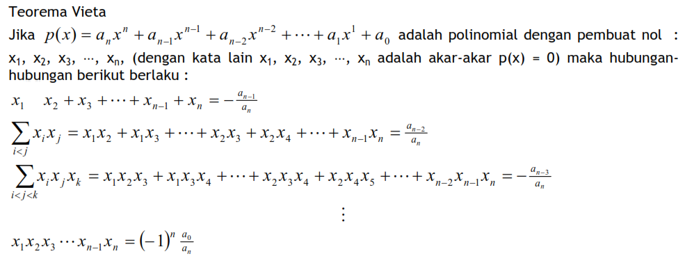 TEOREMA VIETA - MATEMATIKA