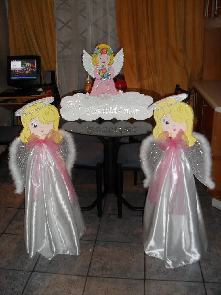 Angeles con globos para bautizo - Imagui