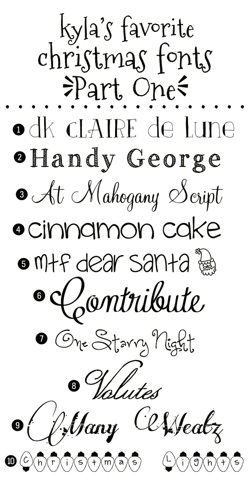 Funky Polkadot Giraffe: Kyla's Favorite Christmas Fonts: {Part One}