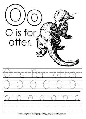 Crayon Palace: "O is for otter" alphabet coloring page