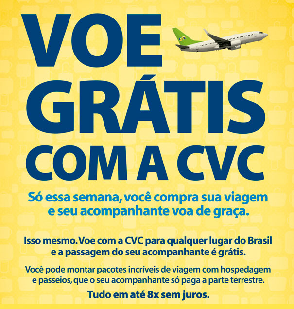 Notícias do Turismo: CVC lança promoção de pacotes com passagens aéreas ...