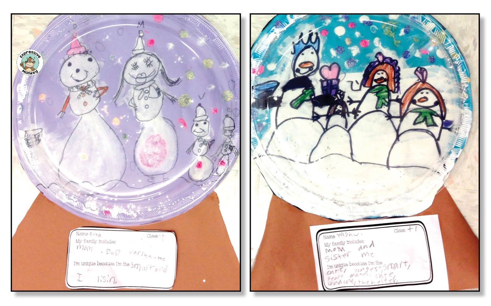 Family Portrait Drawing in Snow - Expressive Monkey