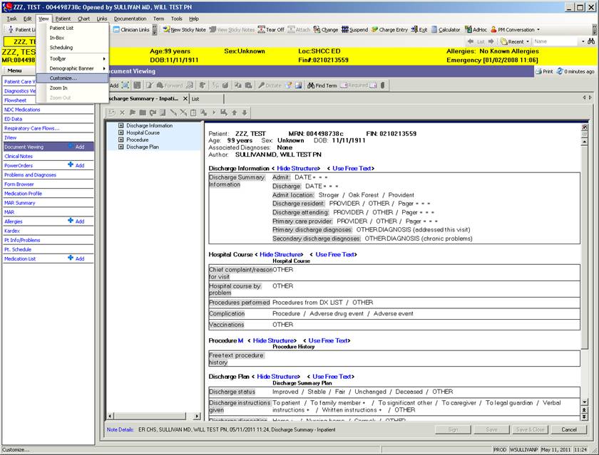 ACHN EMR: "Note Type" in PowerNote