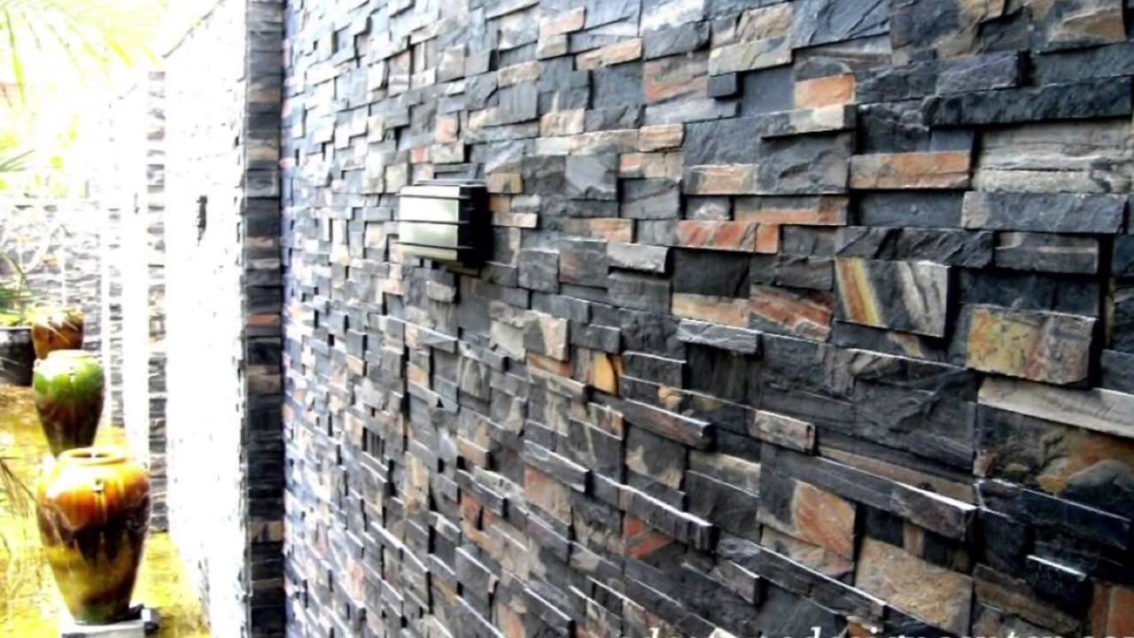 Thai natural Sand stone wall tiles: ตกแต่งบ้านและสวนให้สวยด้วยหินกาบดำ ...