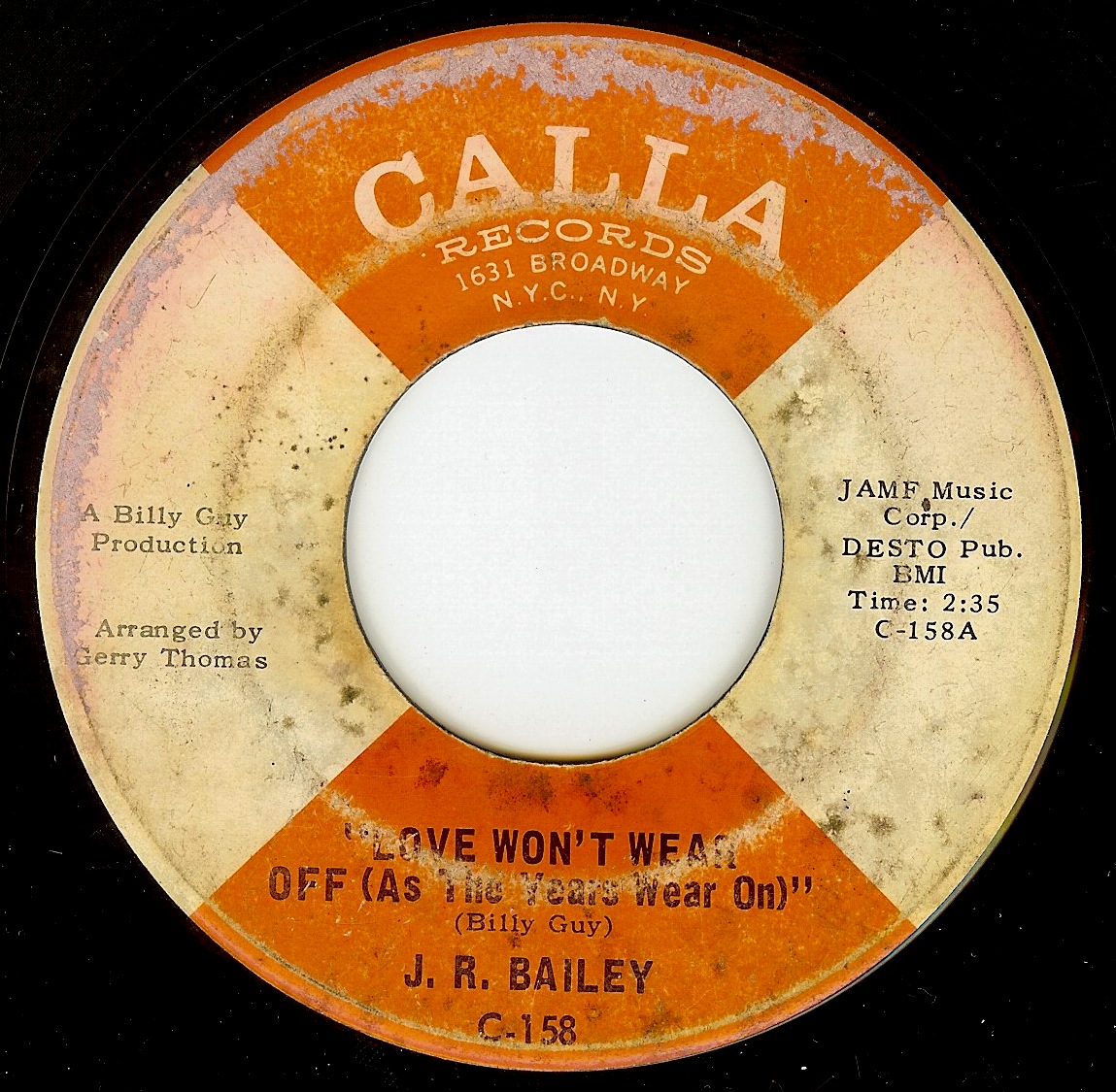 Derek's Daily 45: J.R. BAILEY - LOVE WON'T WEAR OFF (AS THE YEAR WEAR ON)