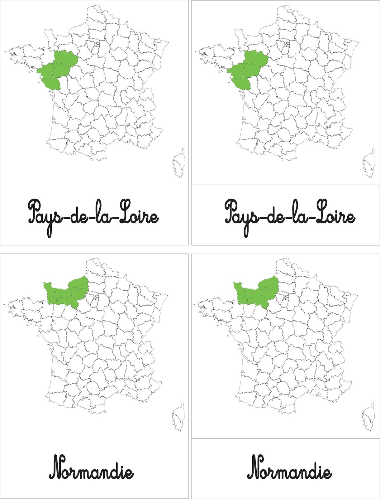 ma petite fabrique montessori: Cartes de nomenclatures les régions de ...