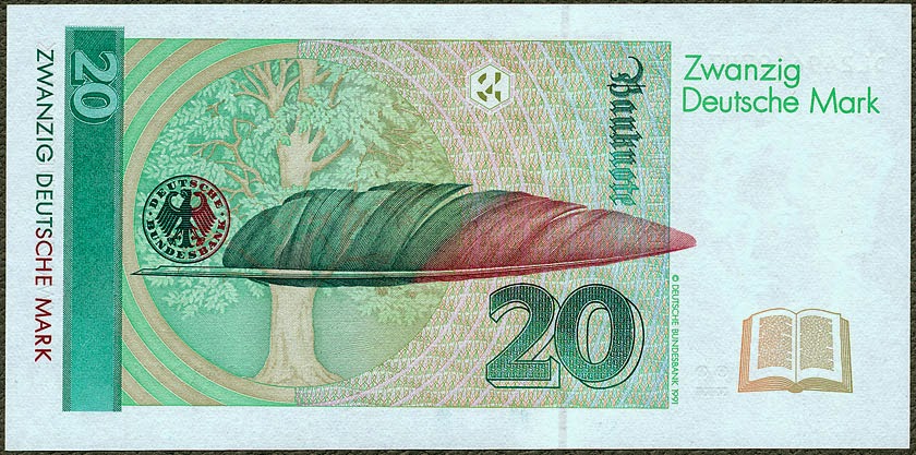 Germany 20 Deutsche Mark banknote 1993 Annette von Droste-Hülshoff ...
