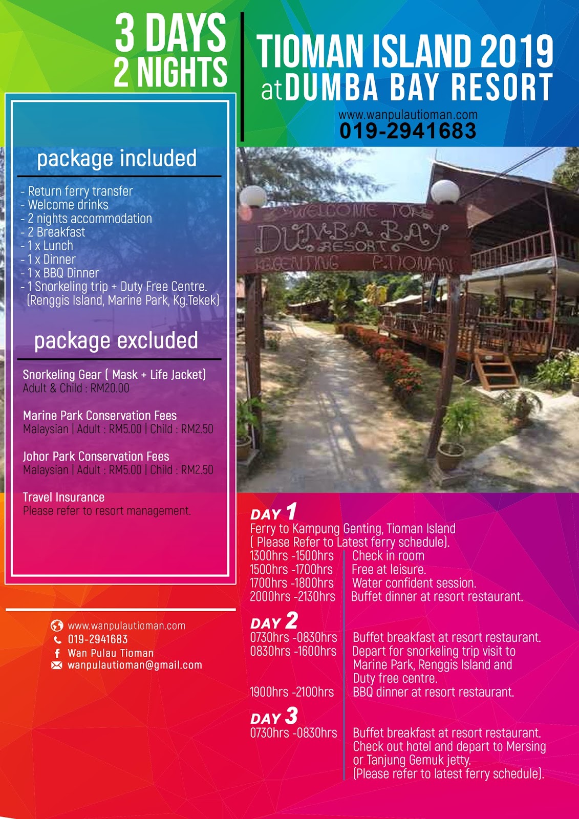 Pakej Percutian 3 Hari 2 Malam Ke Pulau Tioman 2019 - Dumba Bay Resort ...