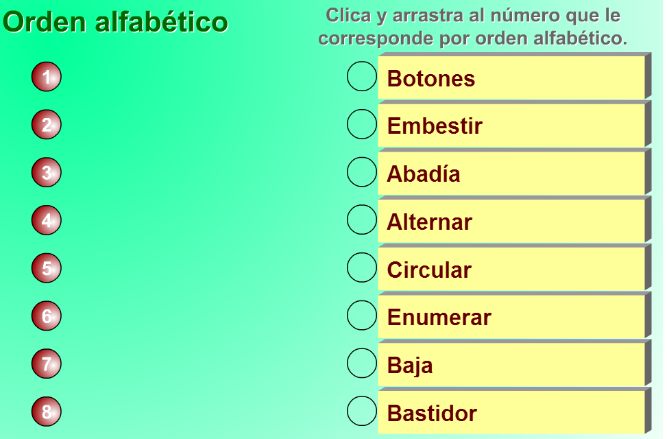 Lengua Castellana: Juegos para practicar el orden alfabético