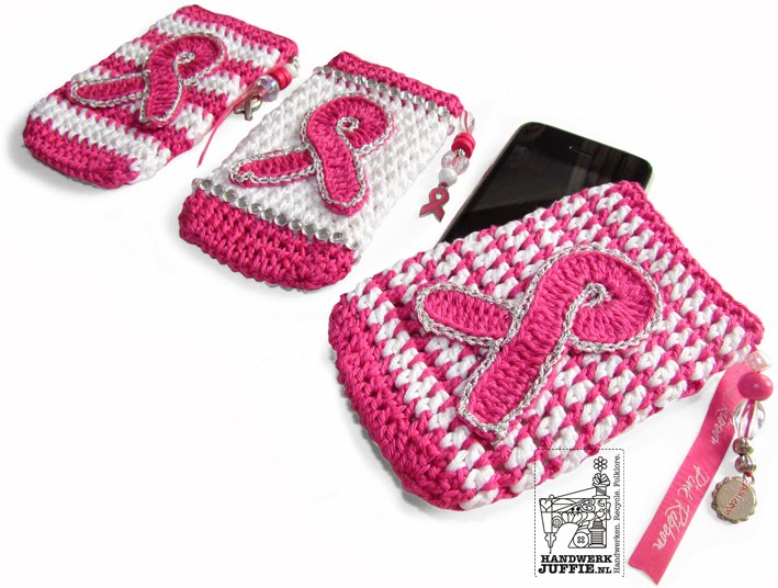 Handwerkjuffie: PINK RIBBON - Crochet a phone case