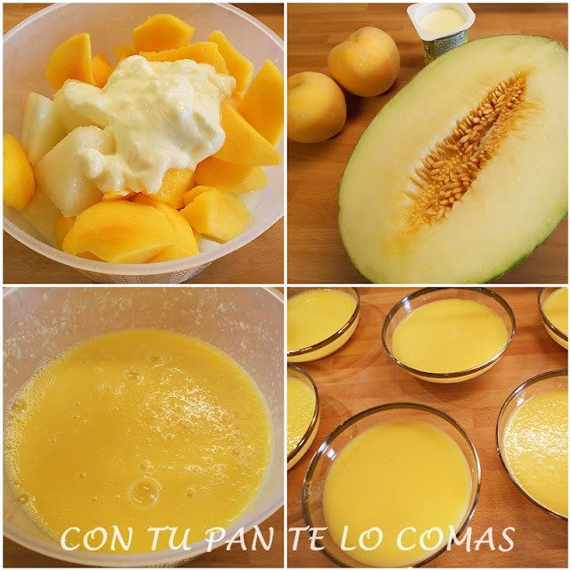 CREMA HELADA DE MELÓN Y MELOCOTONES